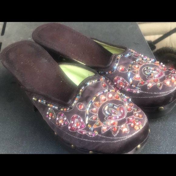BAMBOO | Shoes | Bamboo Brown Rhinestones Clogs Sandals Size 65 | Poshmark